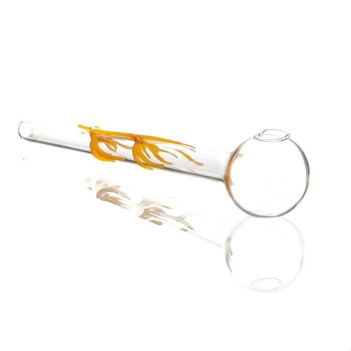 Straight Glass Pipe With Orange Noctilucent Decoration